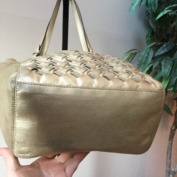 Coach | Bags | Fabulous Large Brushed Gold Woven Leather Coach | Poshmark